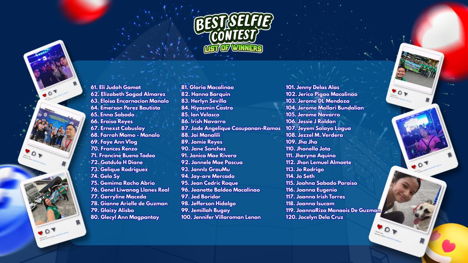 Congratulations sa 269 Best Selfie Winners! – Behold Bataan